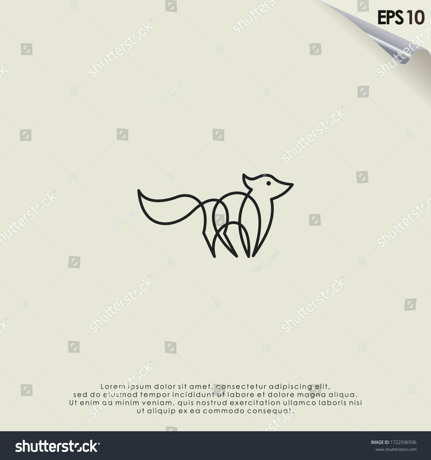 Line Fox Logo Design Vector Template Stock Vector (Royalty Free ...