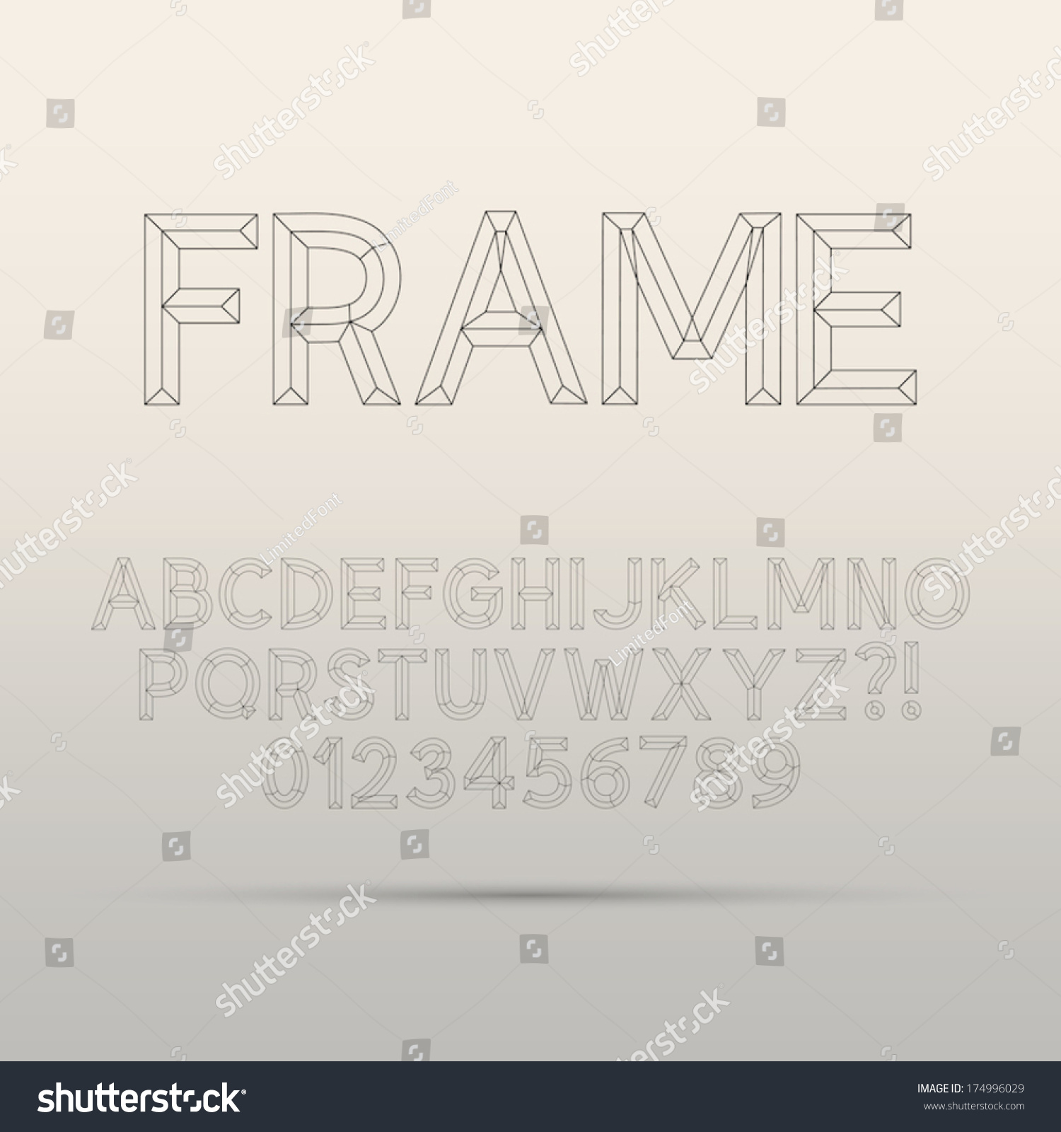 Line Framework Font Digit Eps 10 Stock Vector (Royalty Free) 174996029