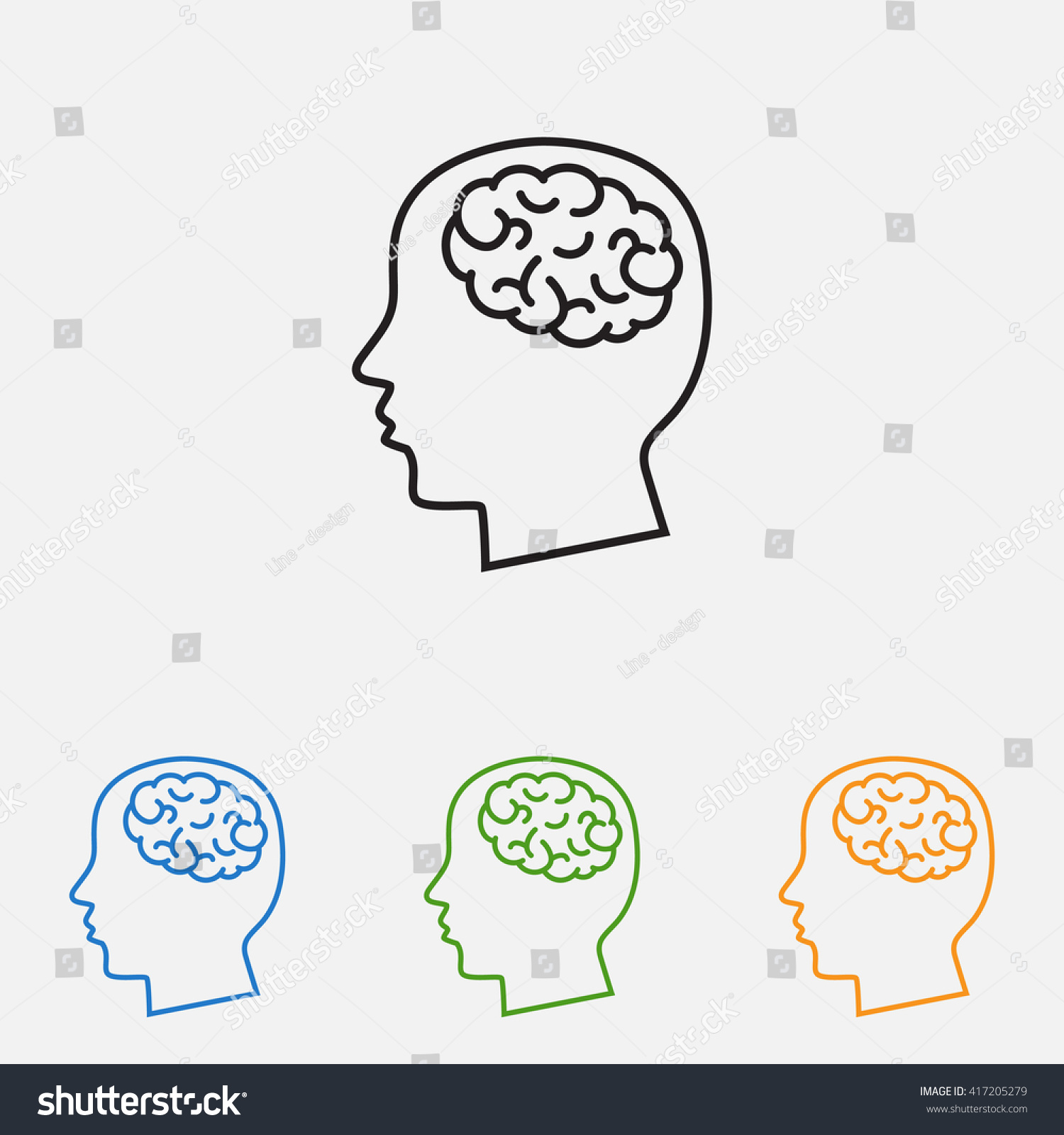 Line Icon Brain Stock Vector 417205279 - Shutterstock