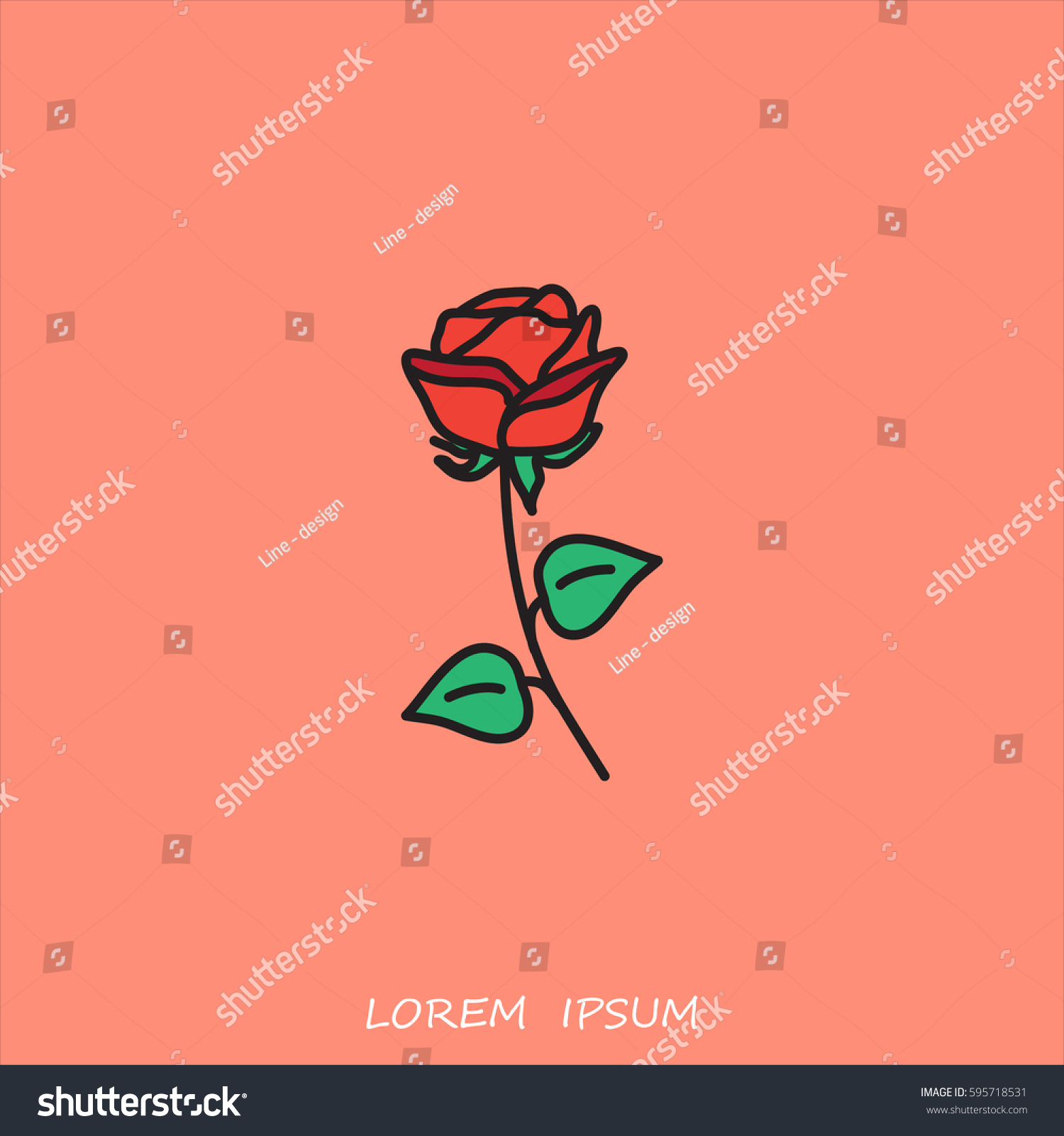 Line Icon Rose Stock Vector 595718531 - Shutterstock