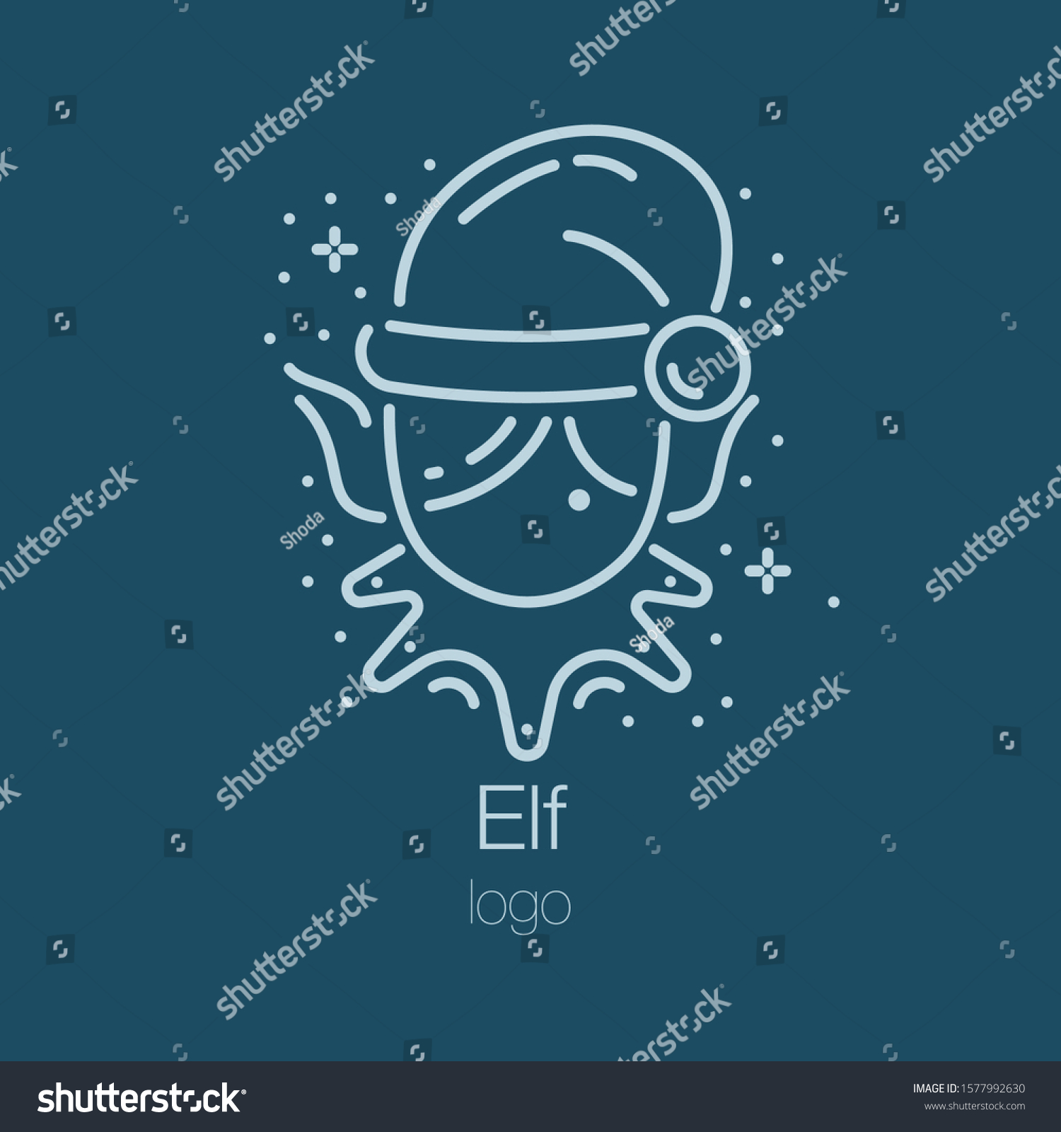Line Logo Elf Blue Background Stock Vector (Royalty Free) 1577992630 ...