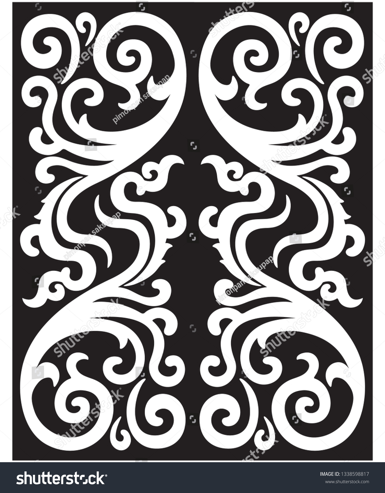Line Thai Pattern Art Design Vector Stock Vector (Royalty Free) 1338598817