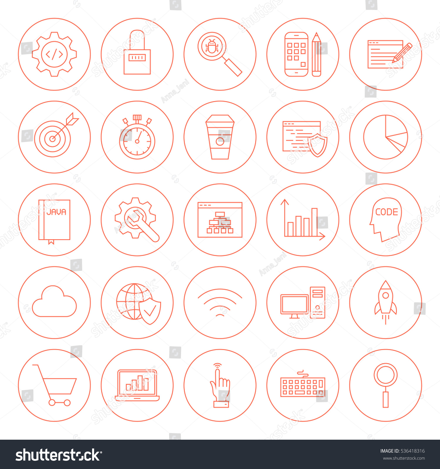 Line Website Development Circle Icons Vector Stock Vector (Royalty Free ...