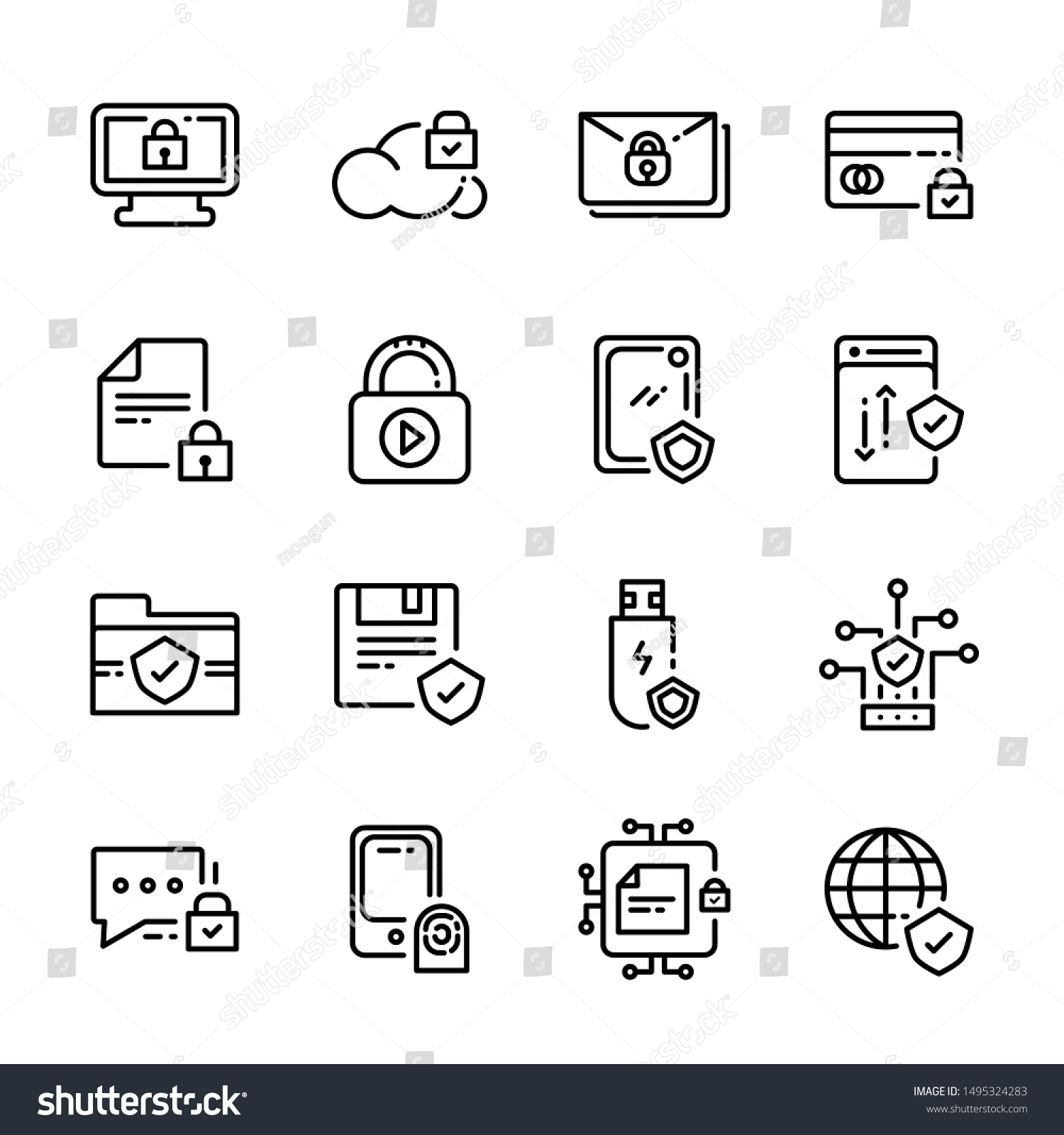 Lineal Security Information Icon Set Stock Vector (Royalty Free ...