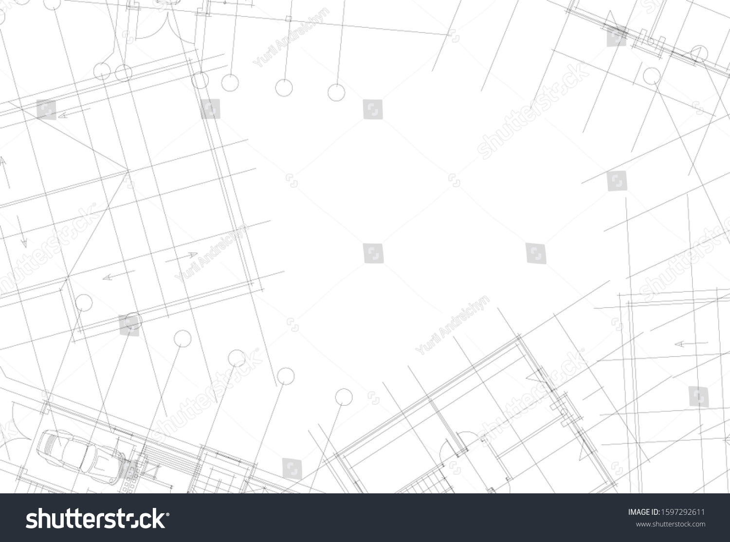 Linear Architectural Drawing Vector Illustration Stock Vector (Royalty ...
