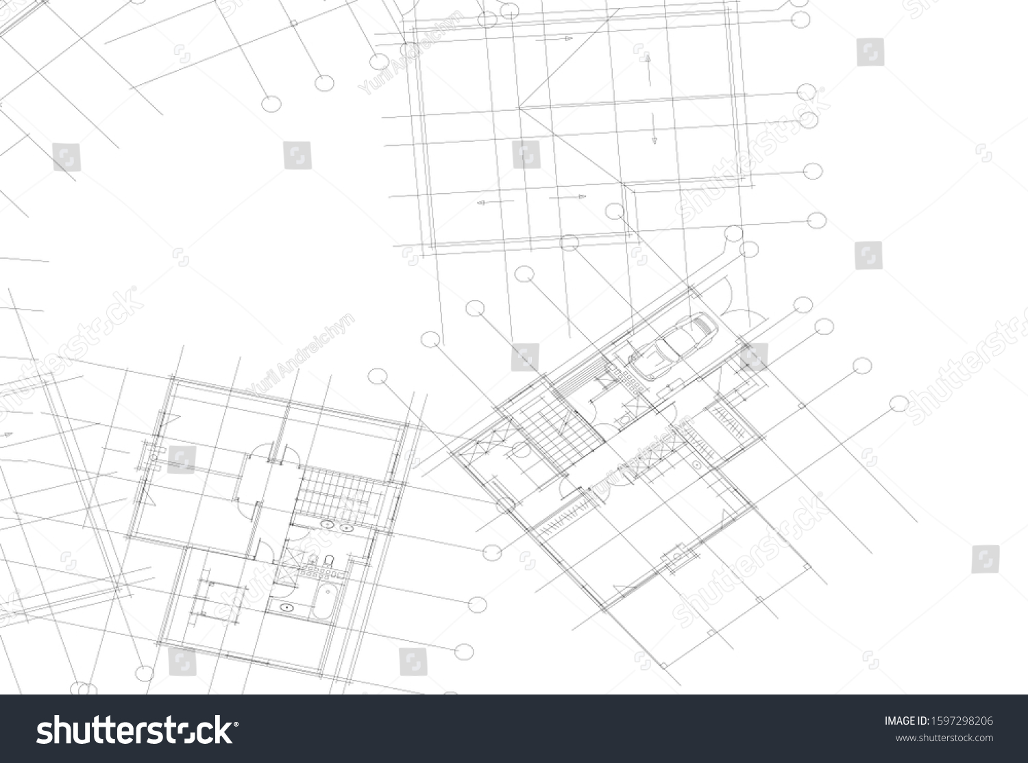 Linear Architectural Drawing Vector Illustration: เวกเตอร์สต็อก (ปลอด ...
