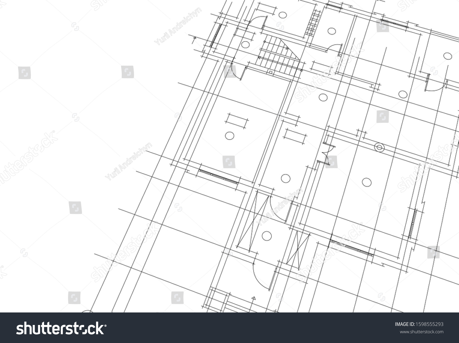 Linear Architectural Drawing Vector Illustration Stock Vector (Royalty ...