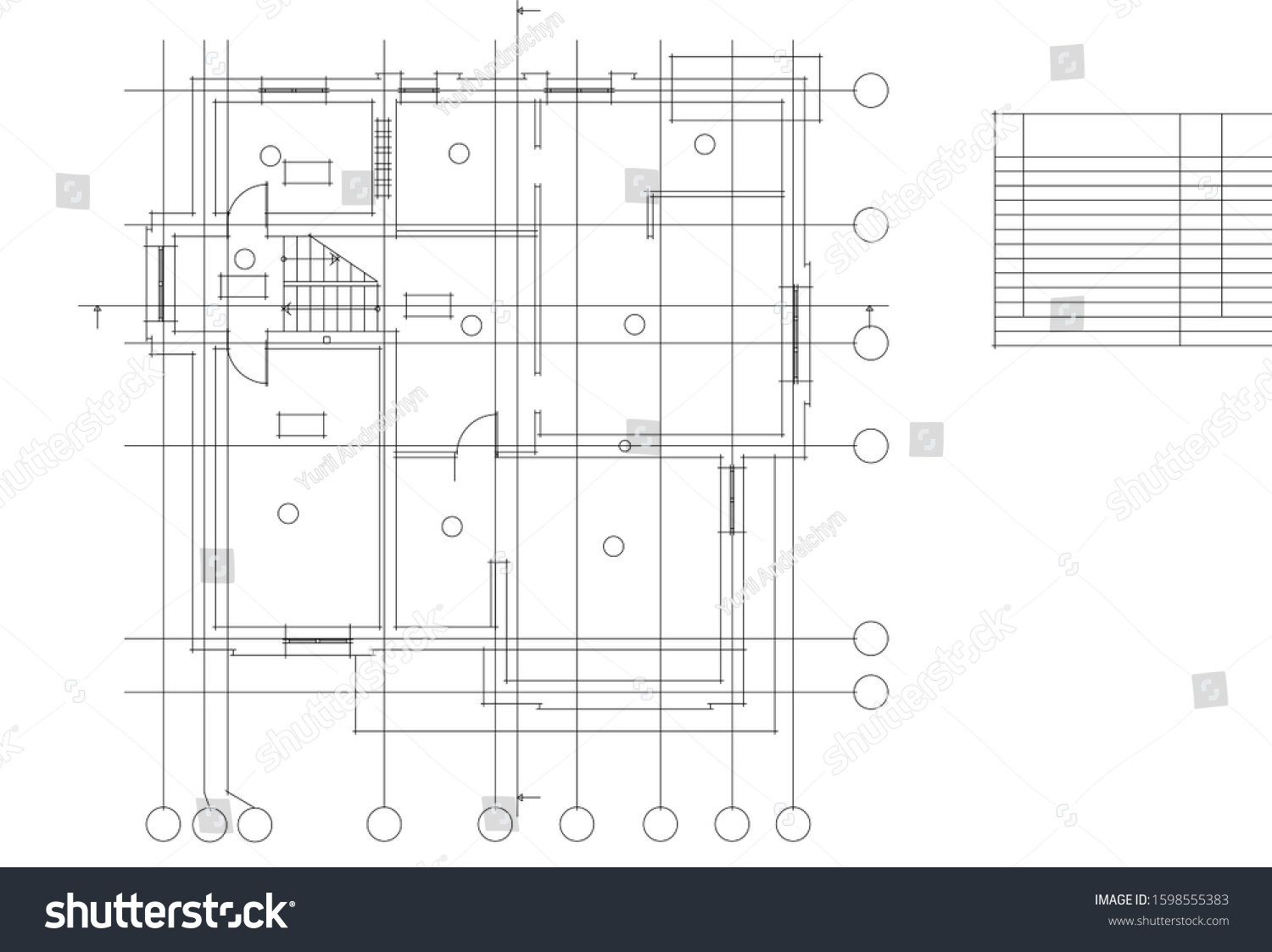 Linear Architectural Drawing Vector Illustration Stock Vector (Royalty ...