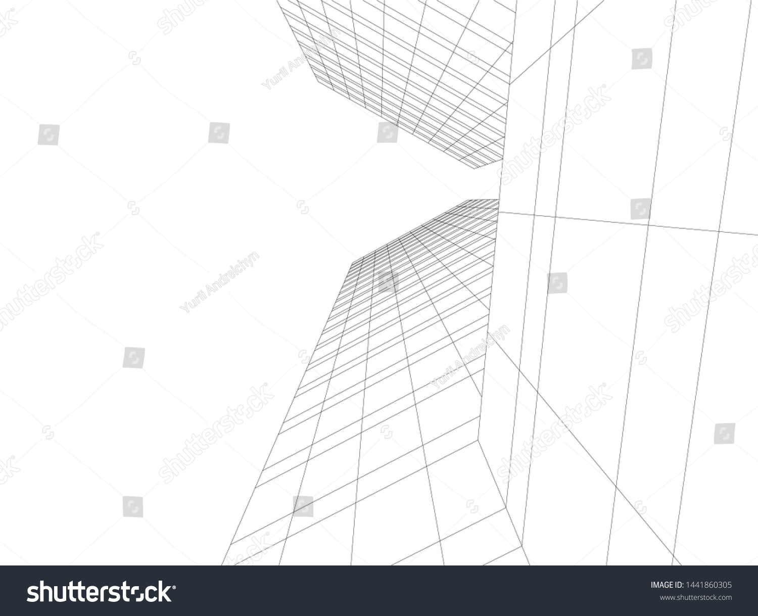 Linear Architecture Building 3d Illustration Stock Vector (Royalty Free ...