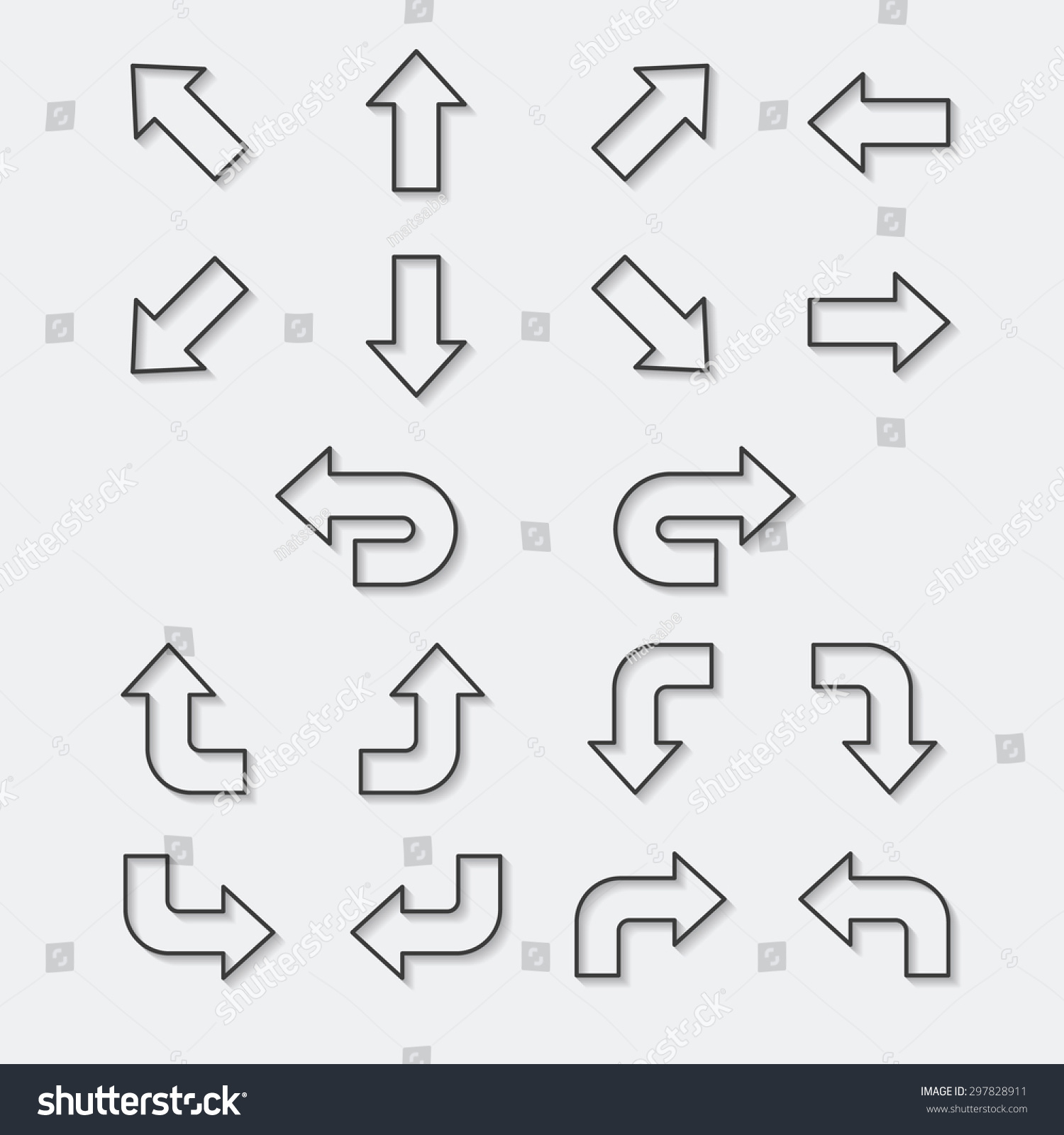 Linear Arrows Icons Shadow Stock Vector (Royalty Free) 297828911 ...