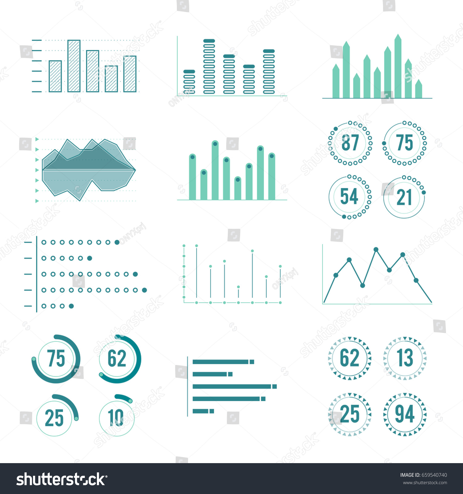 Linear Charts Graphs Progress Bar Vector: Stock-Vektorgrafik ...