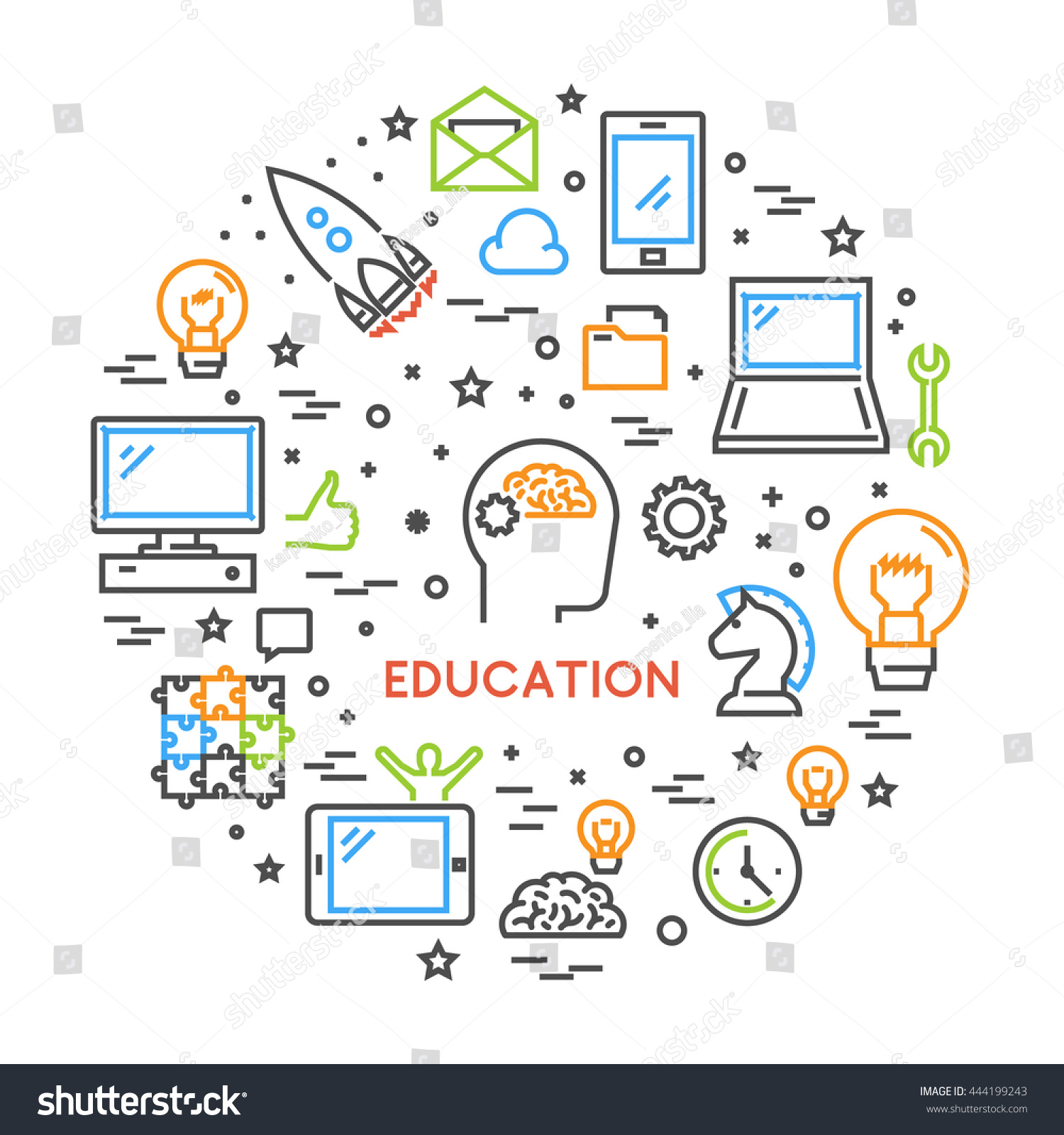Linear Design Concept Web Banner Elearning Stock Vector (Royalty Free ...
