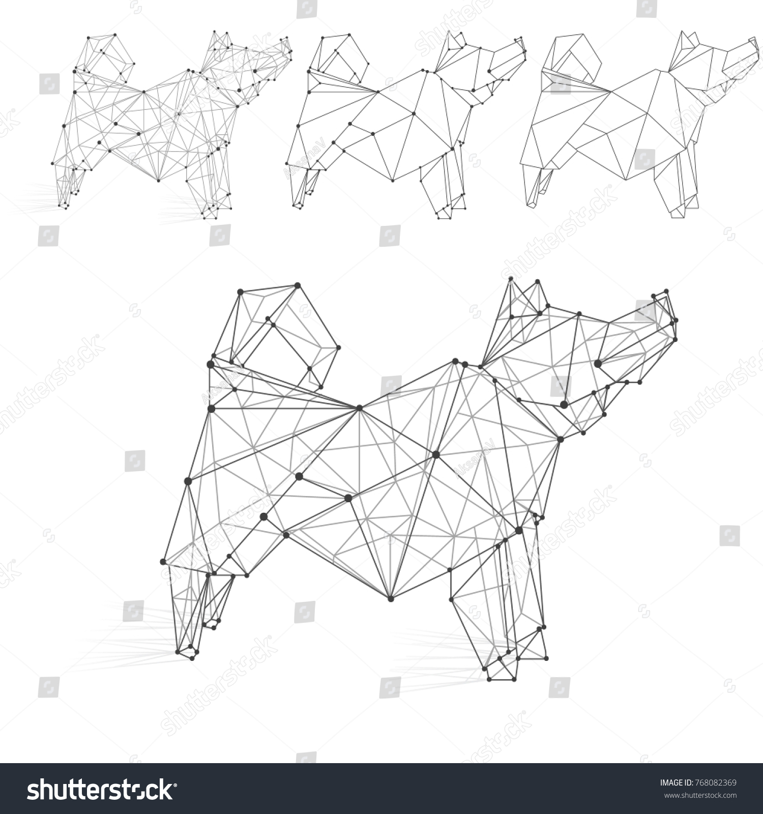 Linear Dog Volumetric Drawing Set Stock Vector (Royalty Free) 768082369 ...