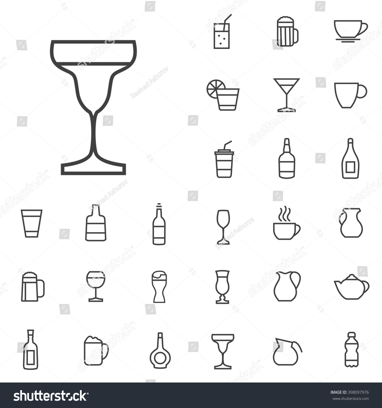 Linear Drinks Icons Set Universal Drinks Stock Vector (Royalty Free ...