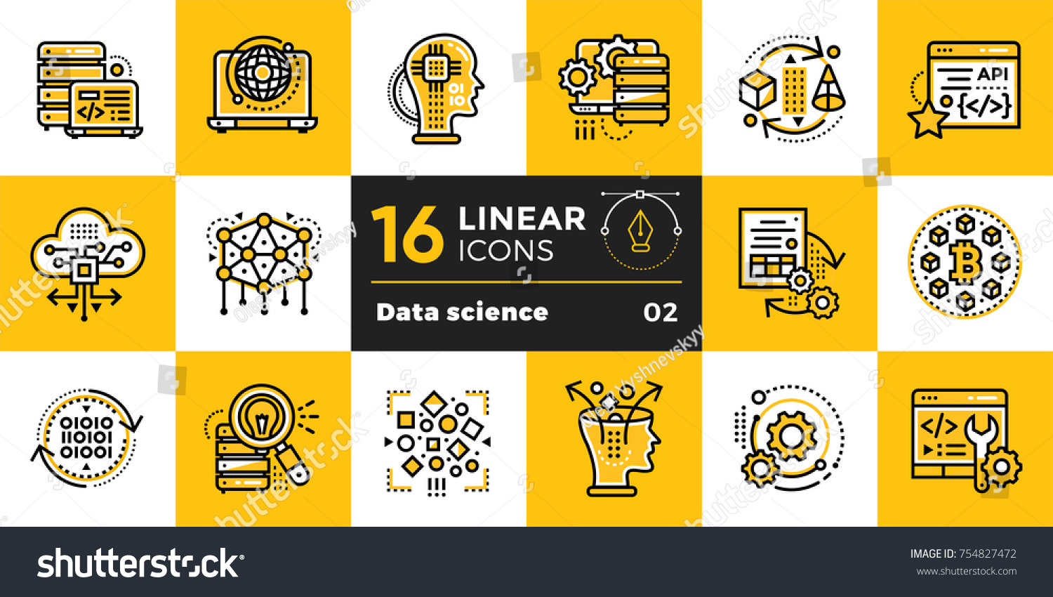 Linear Icon Set Data Science Technology Stock Vector (Royalty Free ...
