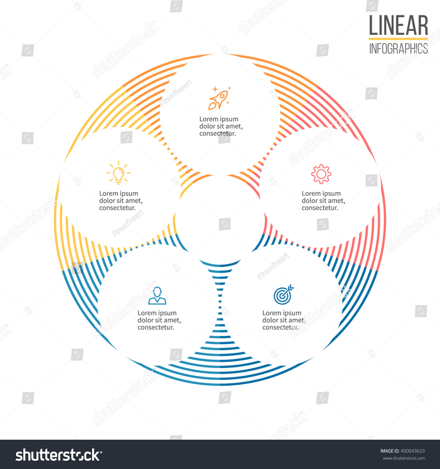 Linear Infographics Circular Diagram Chart Graph: Stock-Vektorgrafik ...