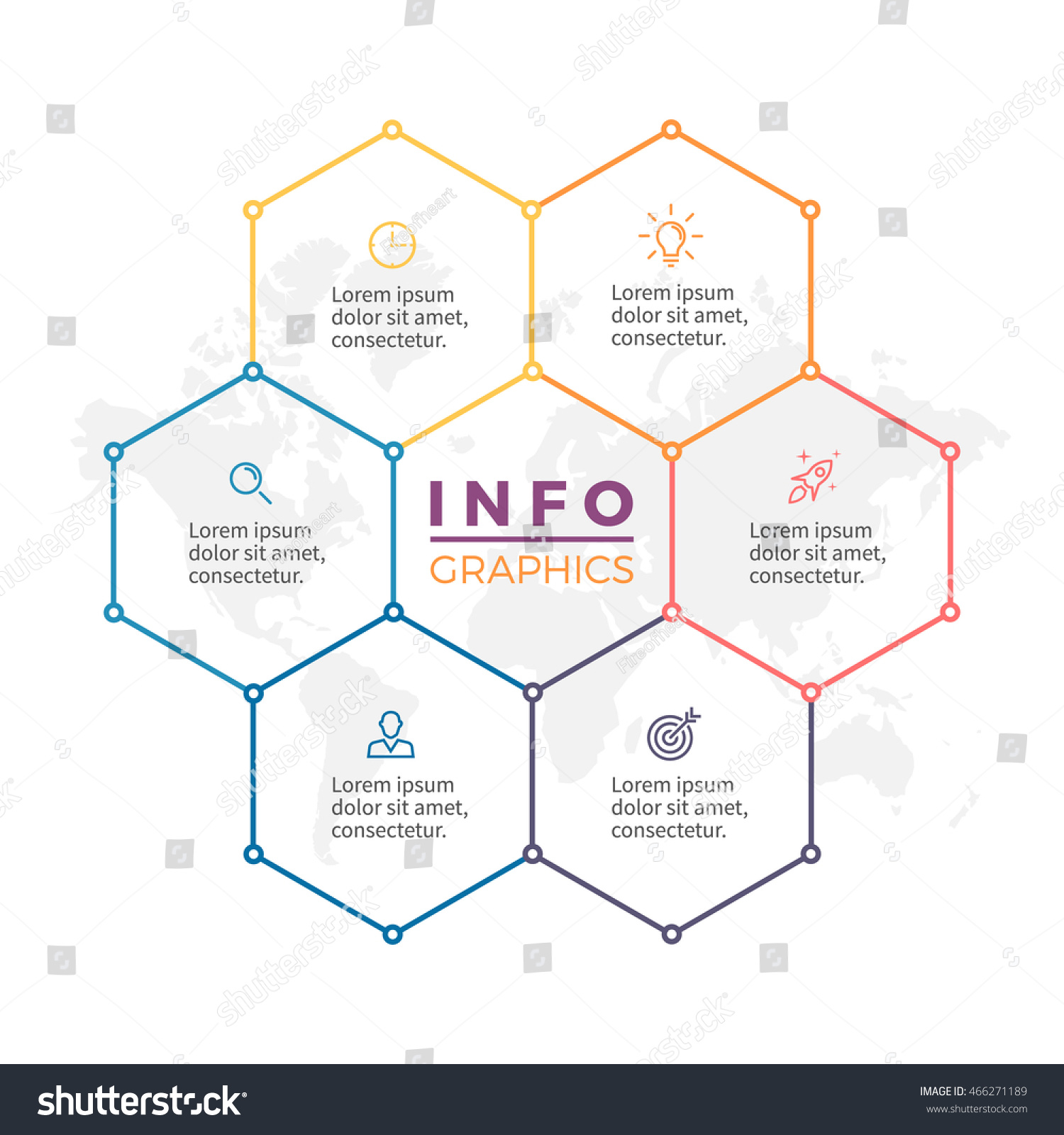 「Linear Infographics Outline Chart Hexagons Vector」のベクター画像素材（ロイヤリティフリー ...