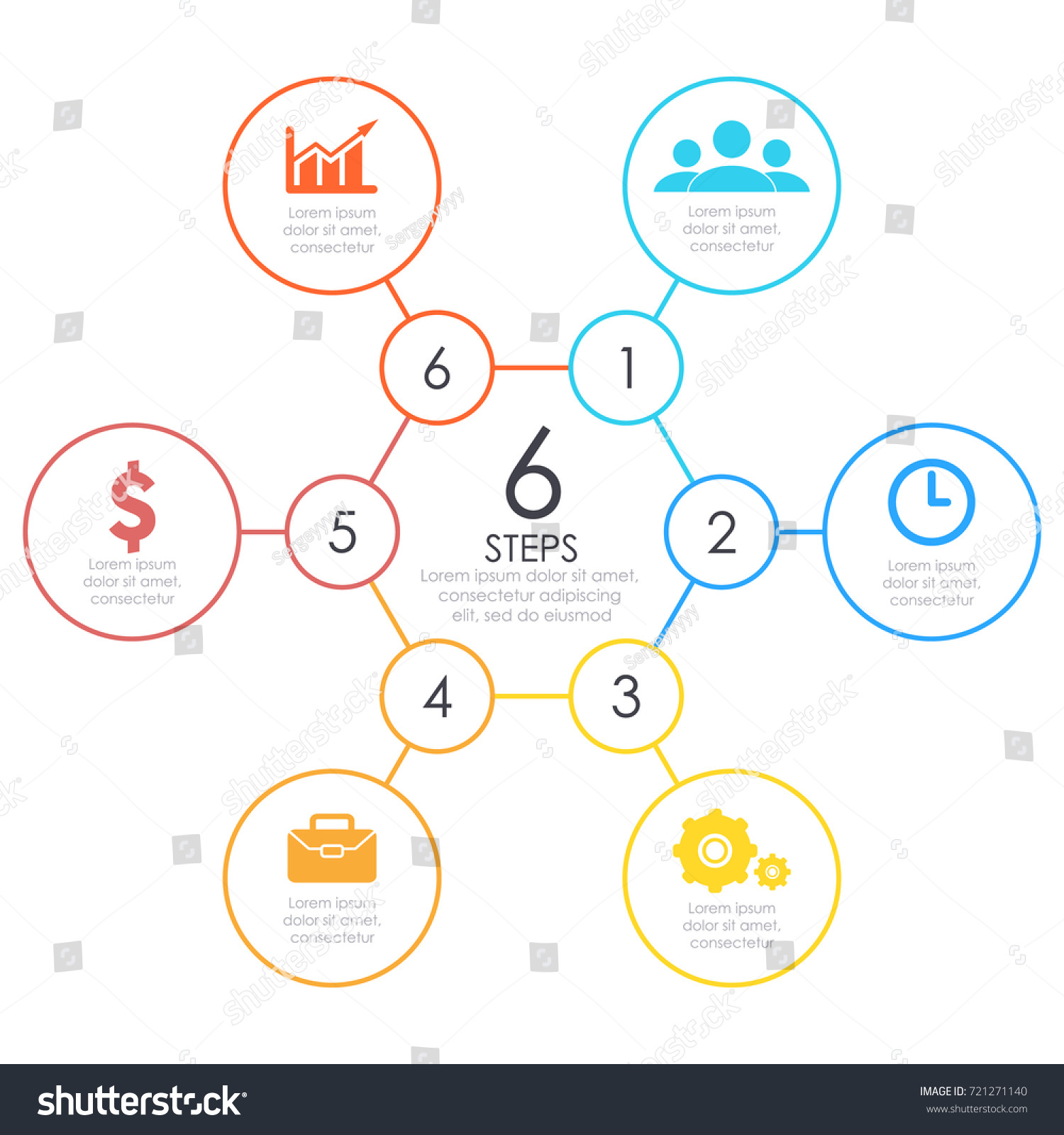 Vektor Stok Linear Infographics Outline Round Chart Graph (Tanpa ...