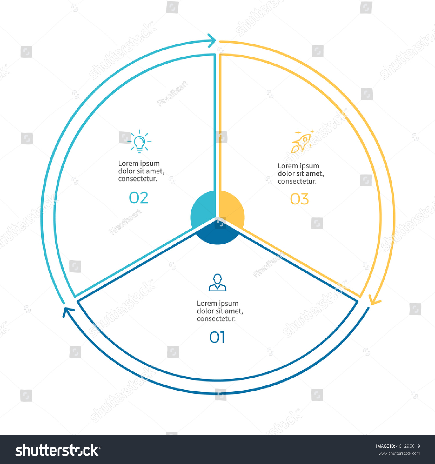 Linear Infographics Pie Chart Diagram 3 Stock Vector (Royalty Free ...