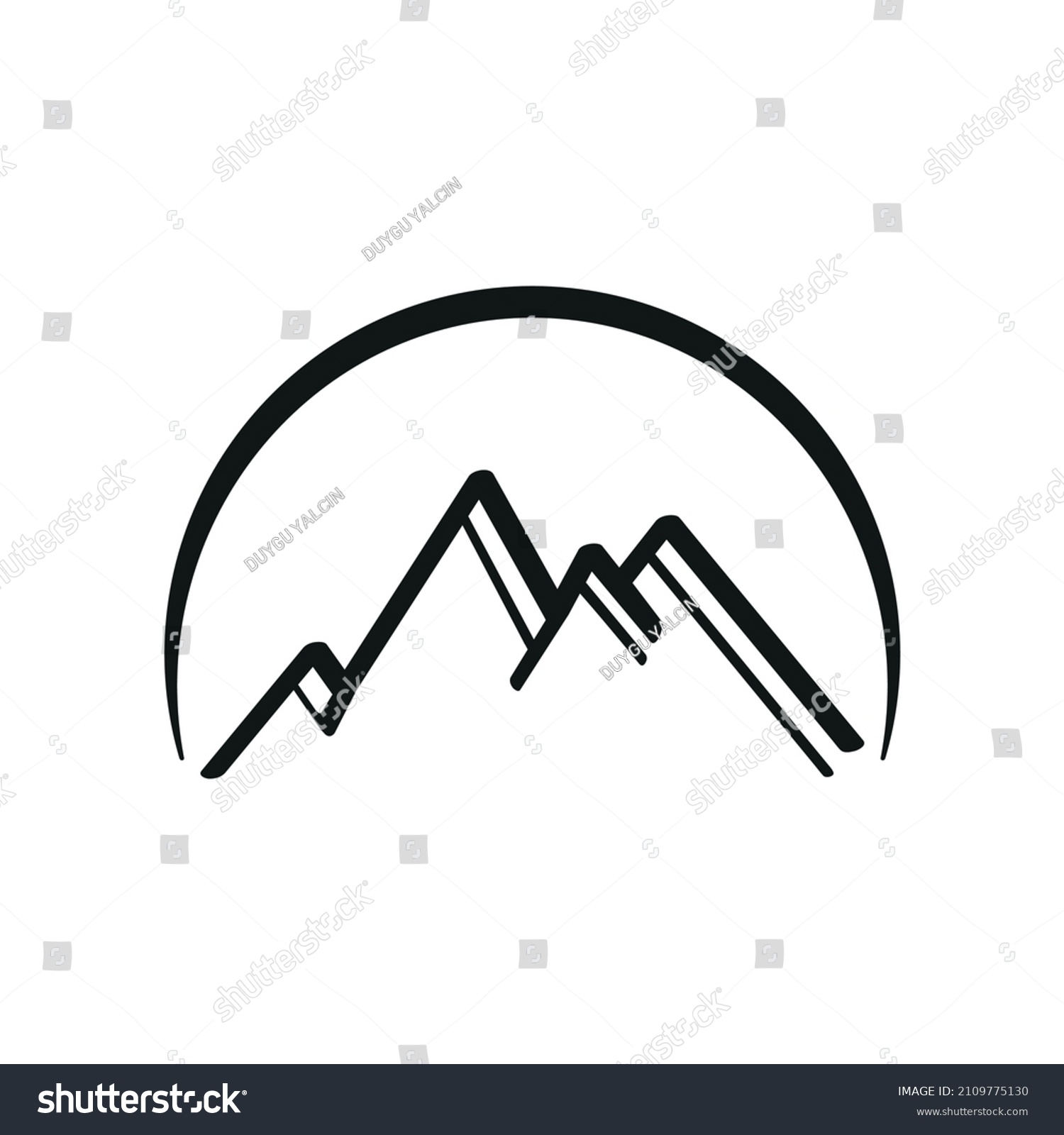 Linear Mountain Illustration Sunset Stock Vector (Royalty Free ...