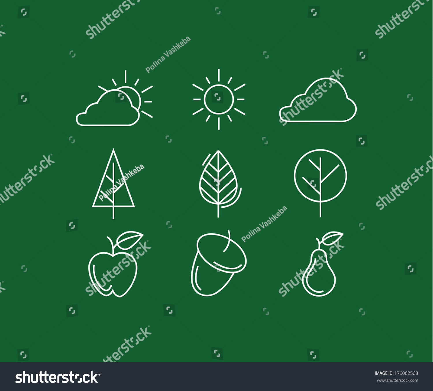 Linear Nature Icons Stock Vector (Royalty Free) 176062568 | Shutterstock
