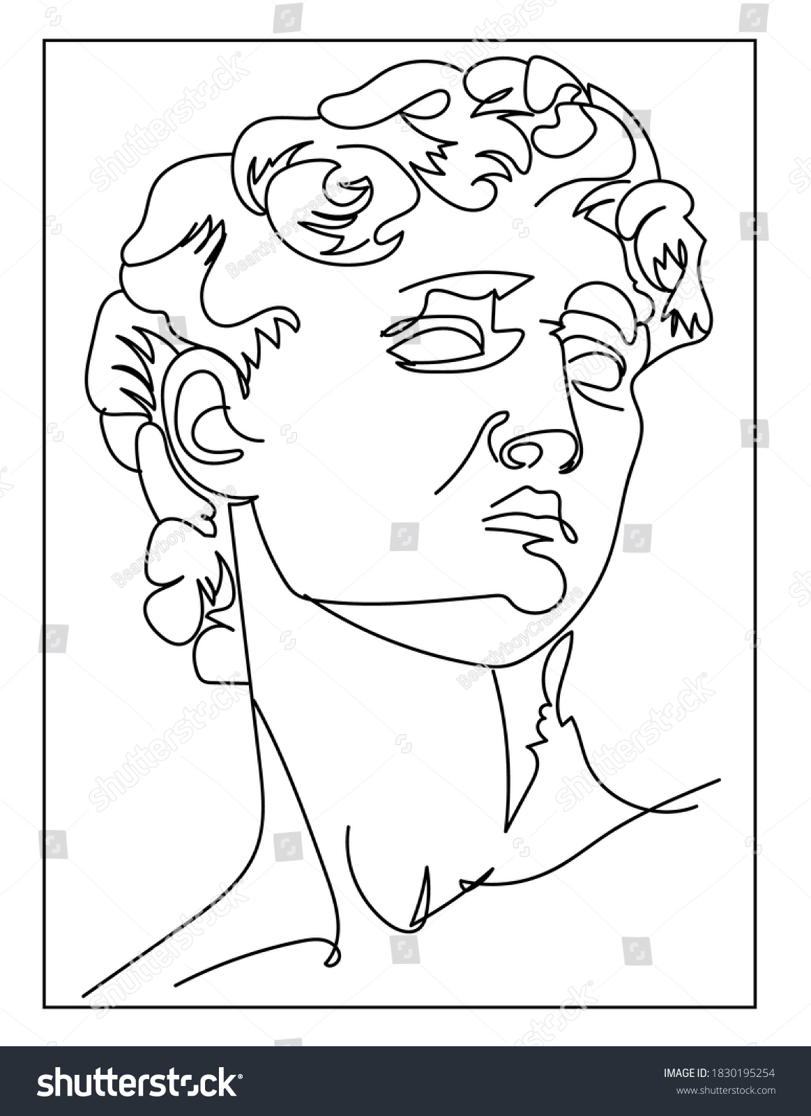 Linear Outline Statue Bust Vector Stock Vector (Royalty Free) 1830195254