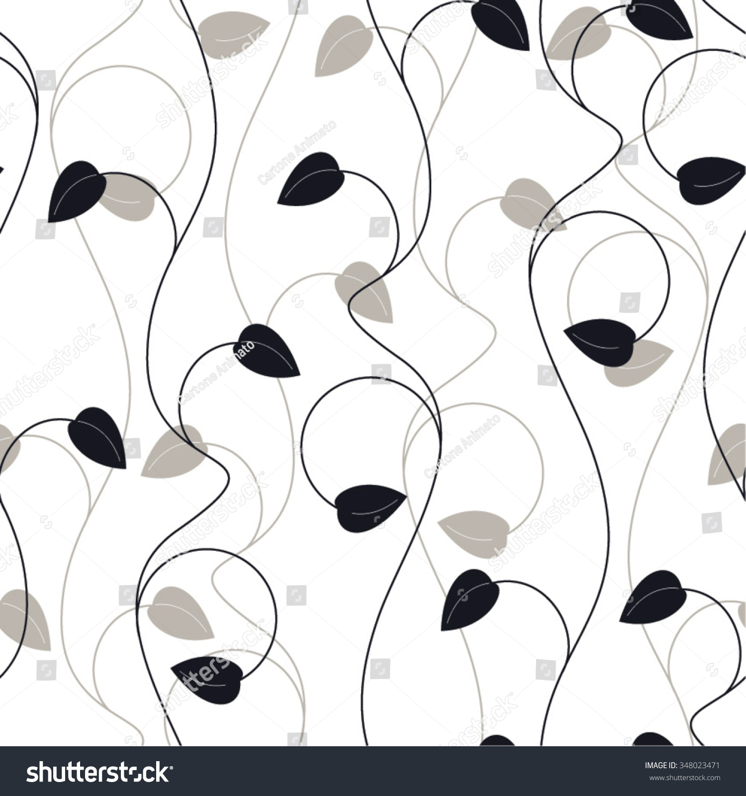 Linear Pattern Curve Leaves Seamless Vector Stock Vector Royalty Free 348023471 Shutterstock