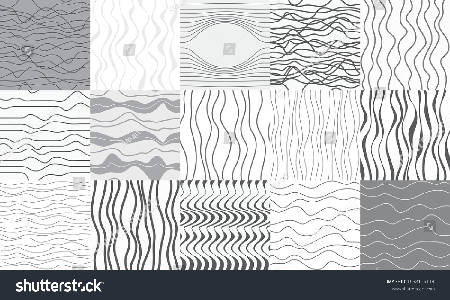 Conjunto de patrones lineales. Olas dibujadas: vector de stock (libre ...