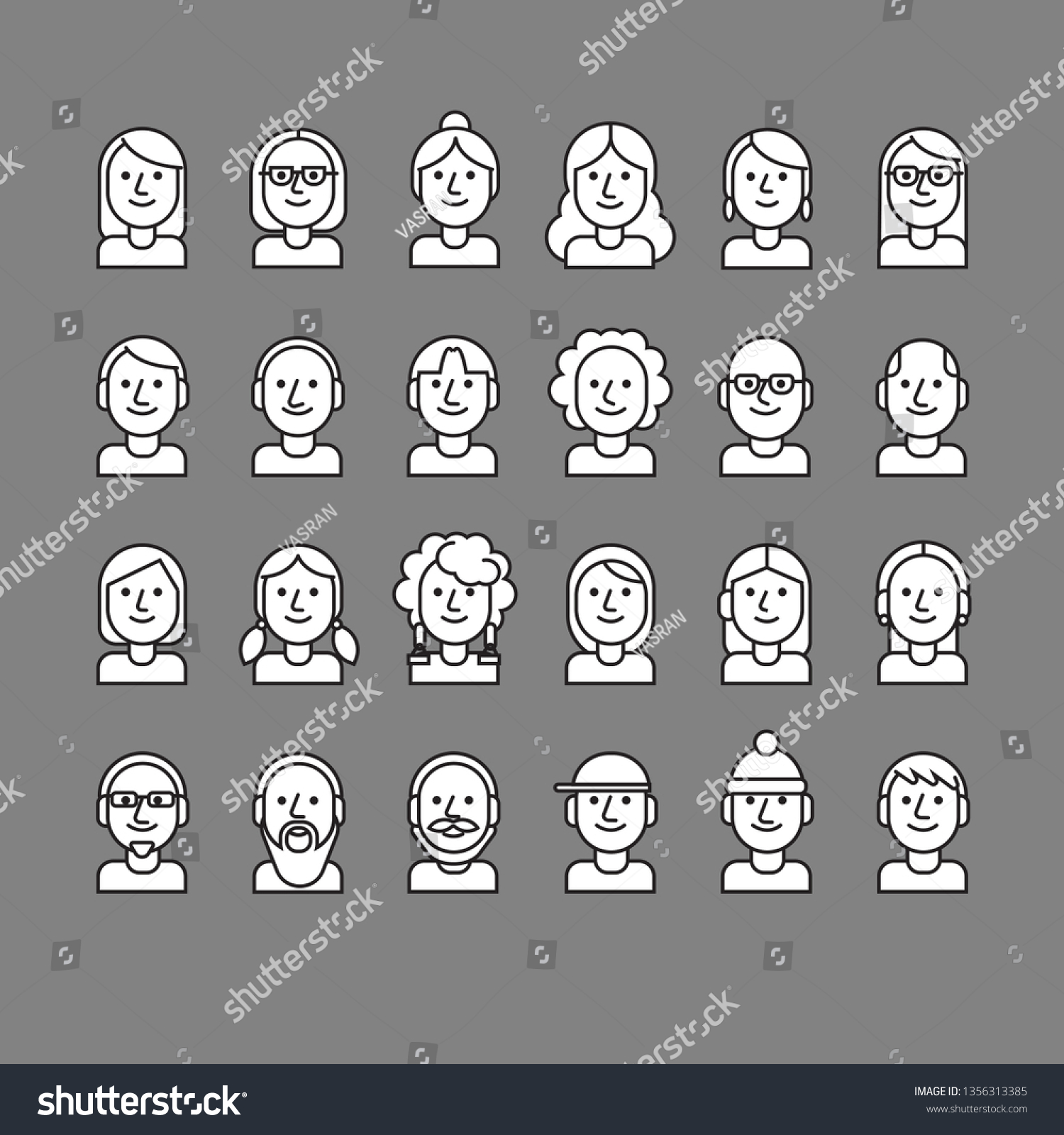 Linear People Icon Set 스톡 벡터(로열티 프리) 1356313385 | Shutterstock