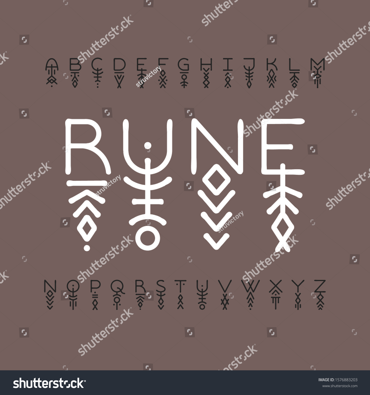 Linear Runic Geometric Uppercase Font Decorated Stock Vector (Royalty ...