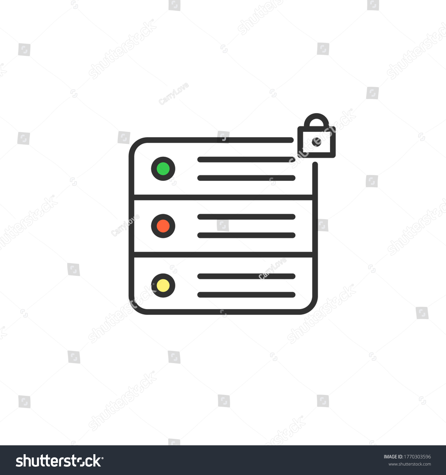 Linear Server Lock Icon Network Equipment Stock Vector (Royalty Free ...