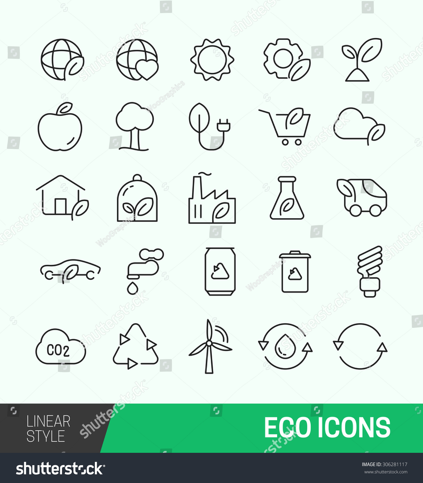 Linear Simple Green Eco Vector Line Stock Vector (Royalty Free) 306281117