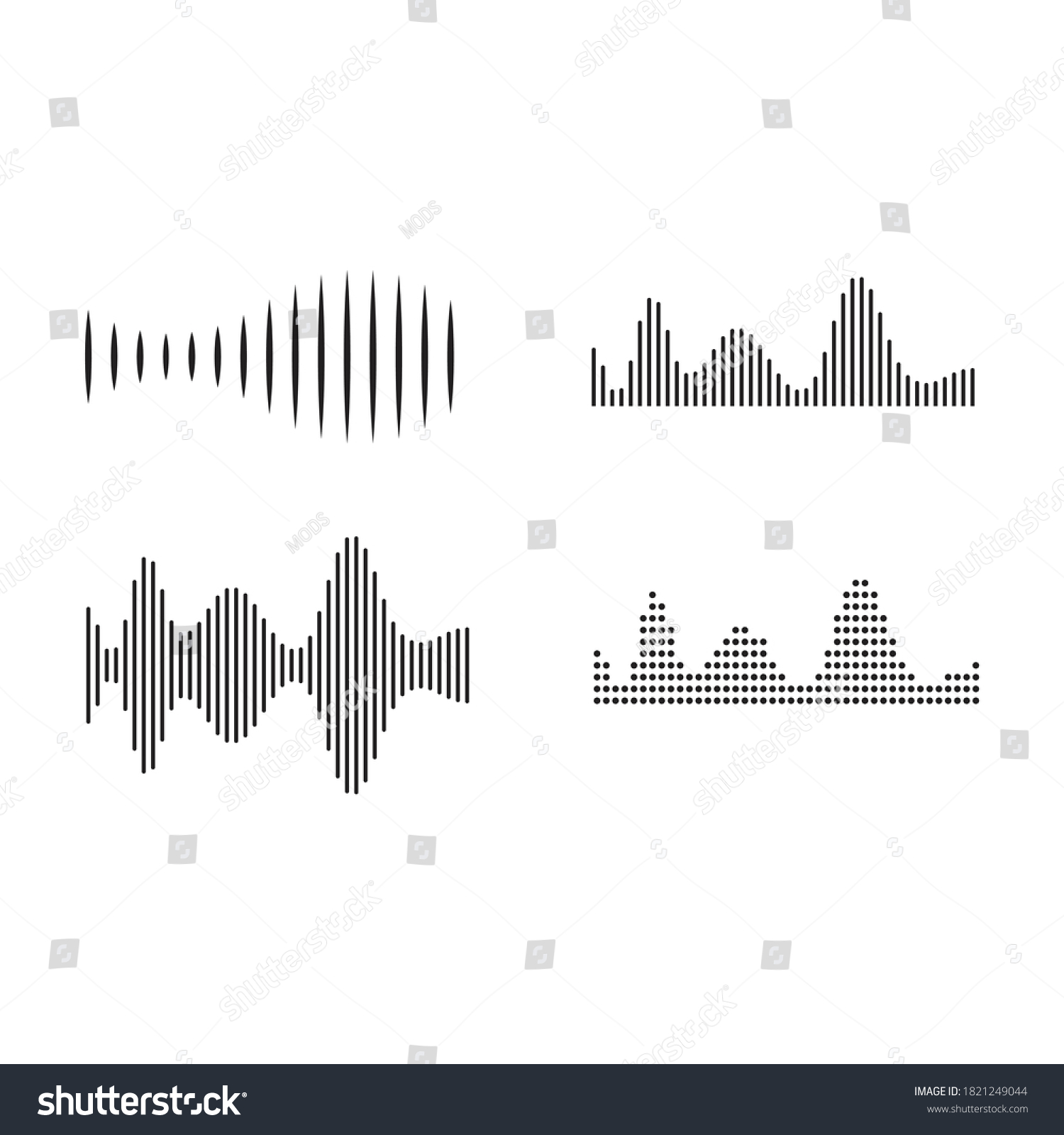 Linear Sound Wave Icon Set Vector Stock Vector (Royalty Free) 1821249044
