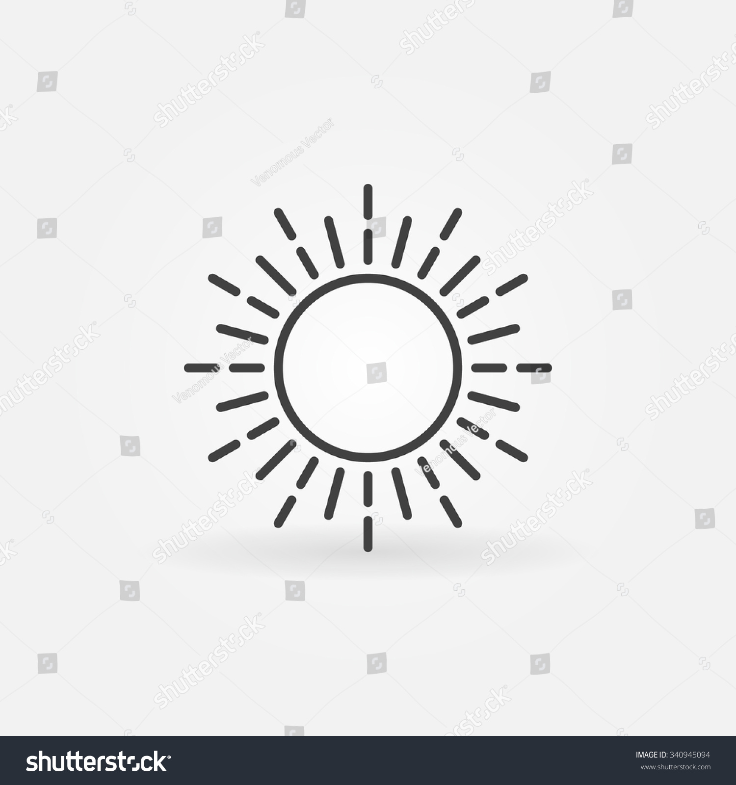 Logo del sol lineal - simple: vector de stock (libre de regalías) 340945094