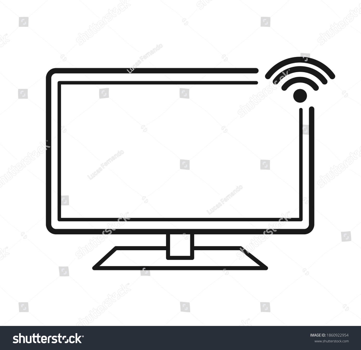 Linear Television Icon Wifi Vector Stock Vector (Royalty Free ...