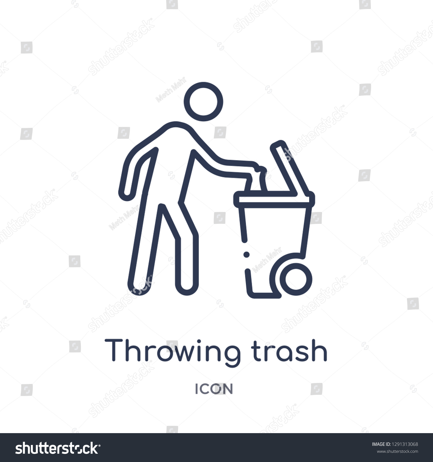 Linear Throwing Trash Icon Behavior Outline: เวกเตอร์สต็อก (ปลอดค่า ...