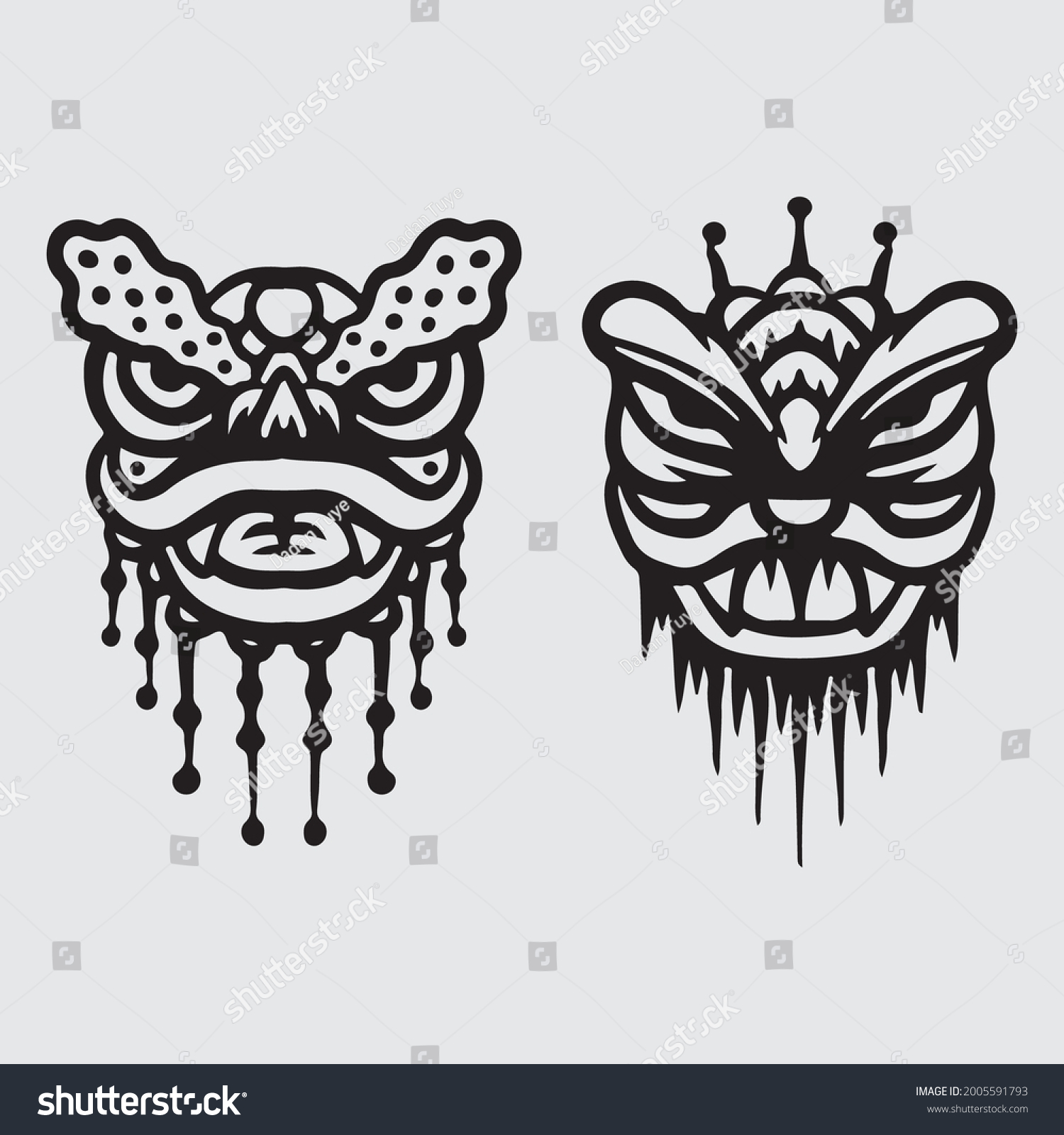 Lion Dance Drawing Creative Design Stock Vector (Royalty Free ...