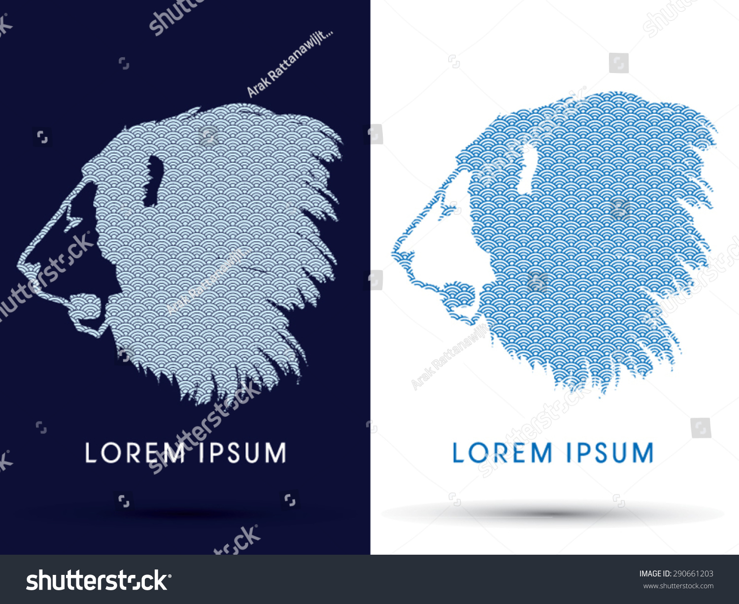 Lion Face Head Side View Designed Stock Vector (Royalty Free) 290661203 ...
