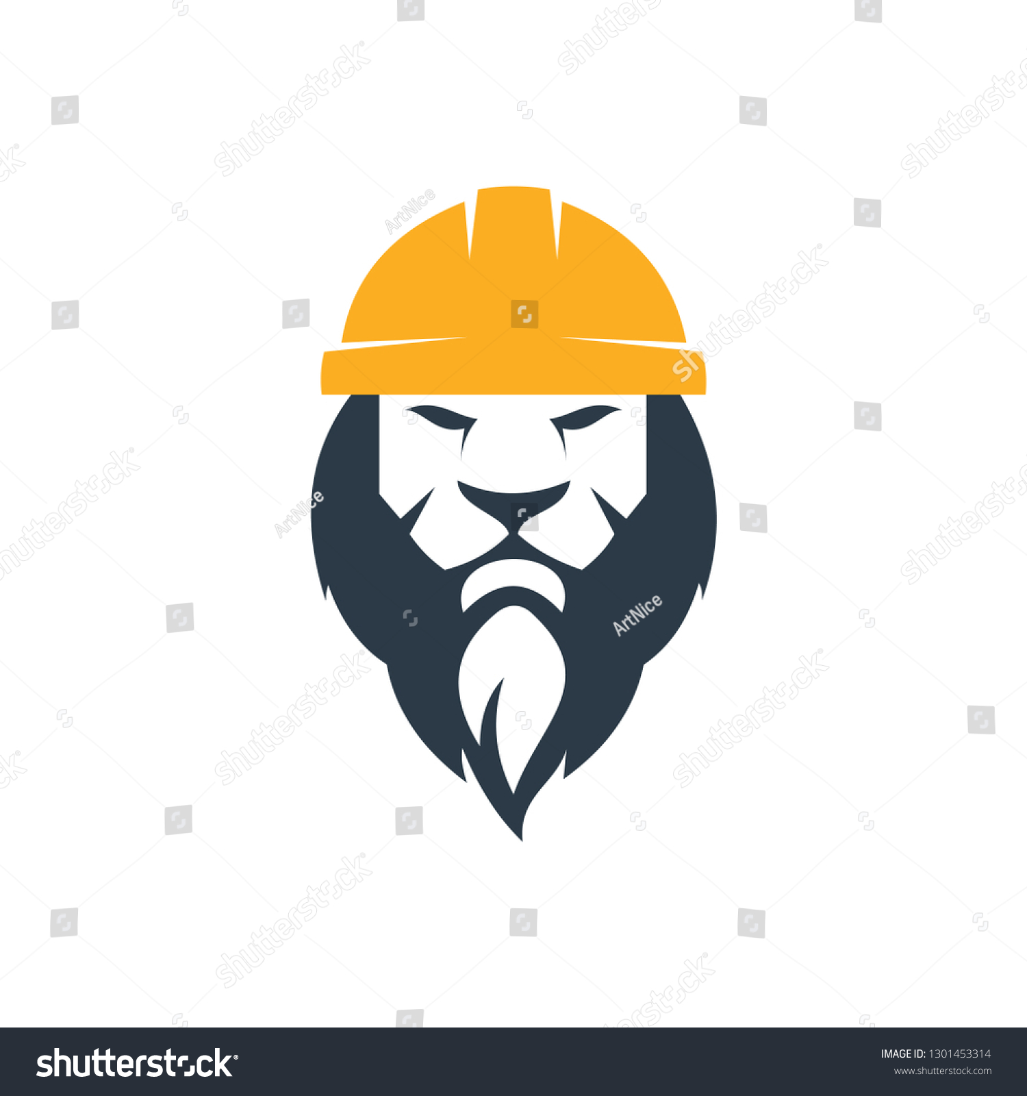 Lion Face Worker Construction Logo Icon Stock Vector (Royalty Free ...