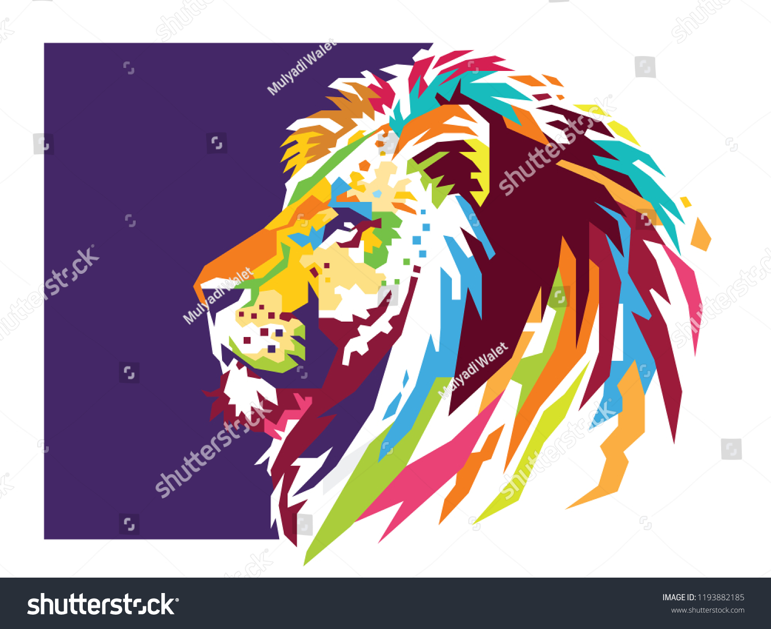 Lion Head Color Vector Stock Vector (Royalty Free) 1193882185