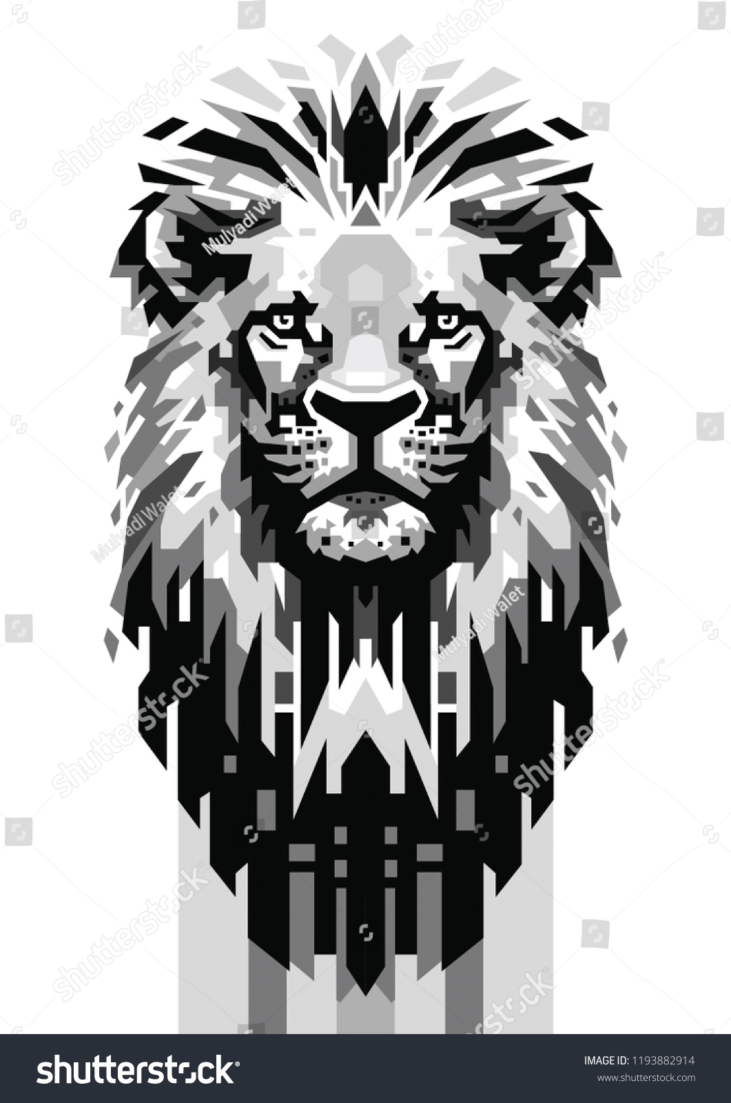 Lion Head Grey Scale Stock Vector (Royalty Free) 1193882914