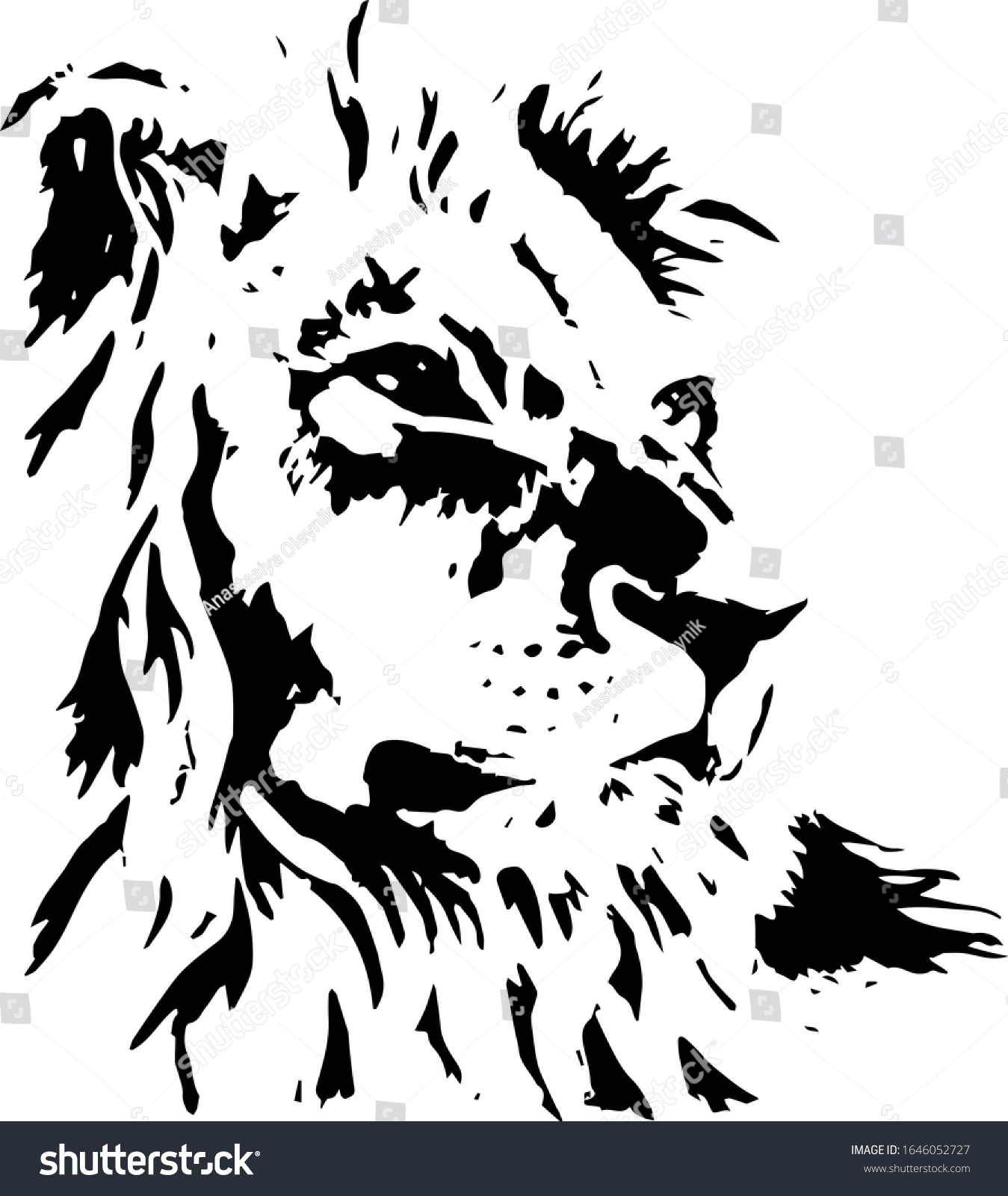 Lion Head Hand Drawn Vector Stock Vector (Royalty Free) 1646052727