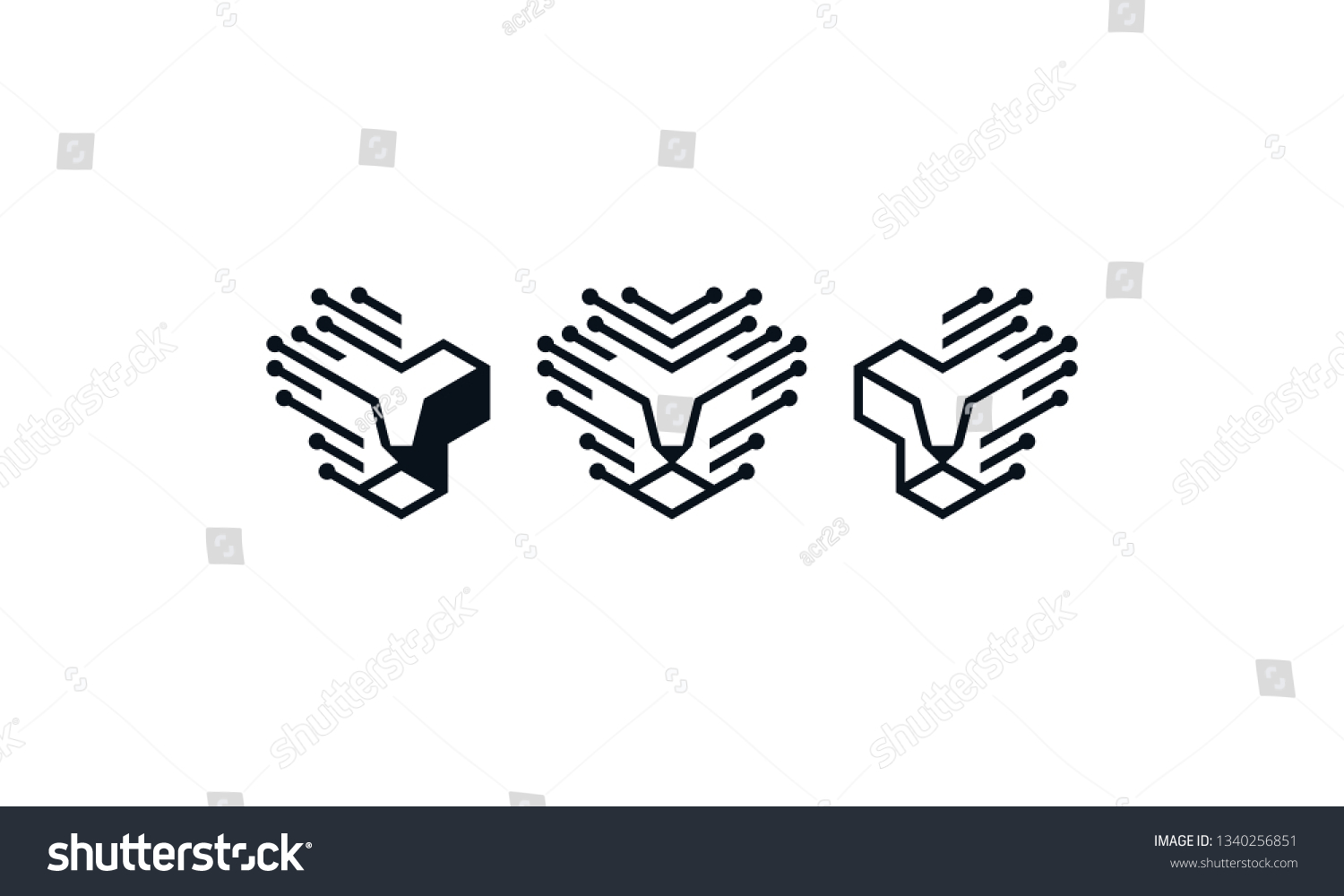 Lion Head Line Vector Logo Icon: vector de stock (libre de regalías ...