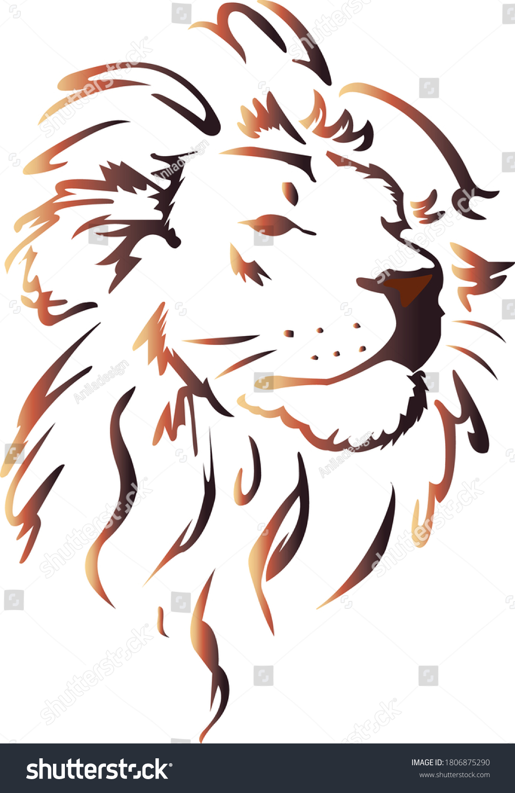 Lion Head On White Background Vector Stock Vector (Royalty Free ...