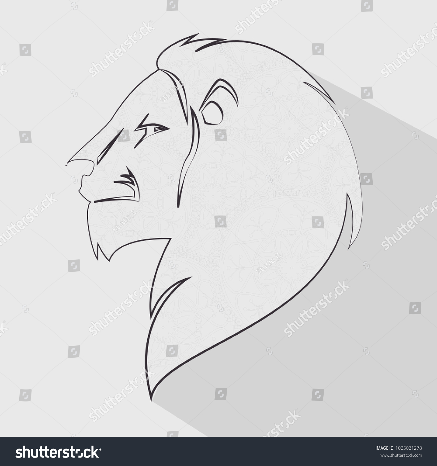 Lion Head Profile Icon Stock Vector (Royalty Free) 1025021278