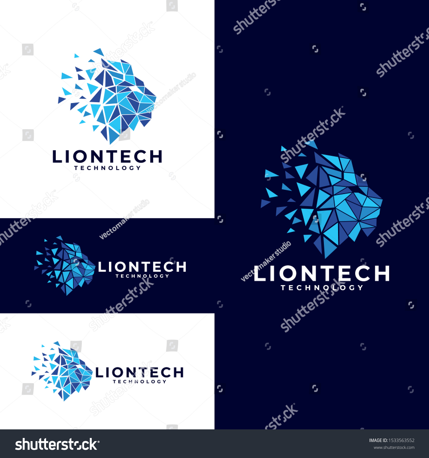Lion Head Technology Logo Design Vector: vetor stock (livre de direitos ...
