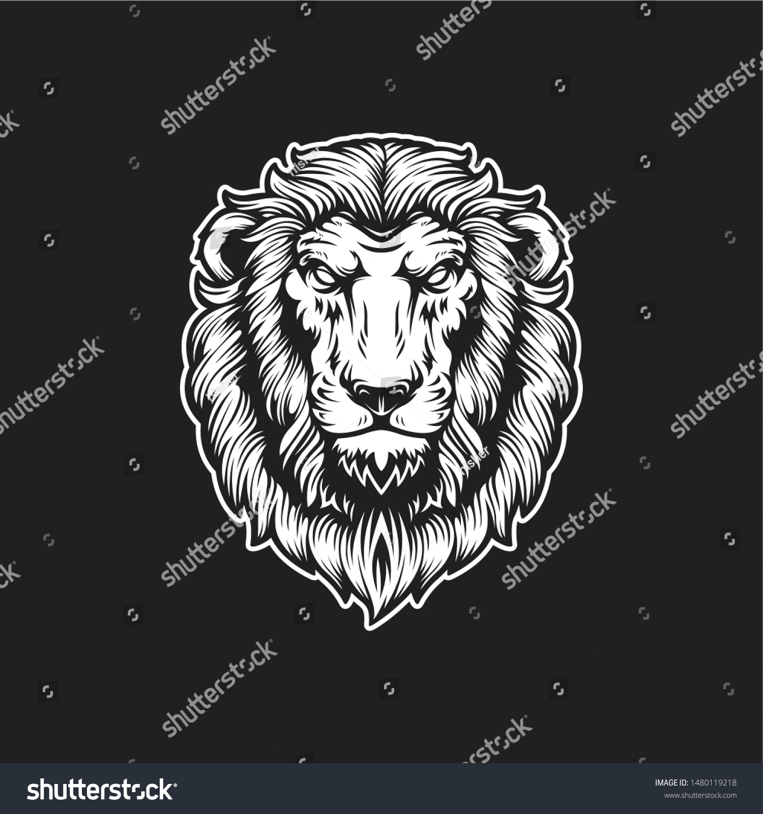 Lion Head Vector Logo Illustration Stock Vector (Royalty Free) 1480119218