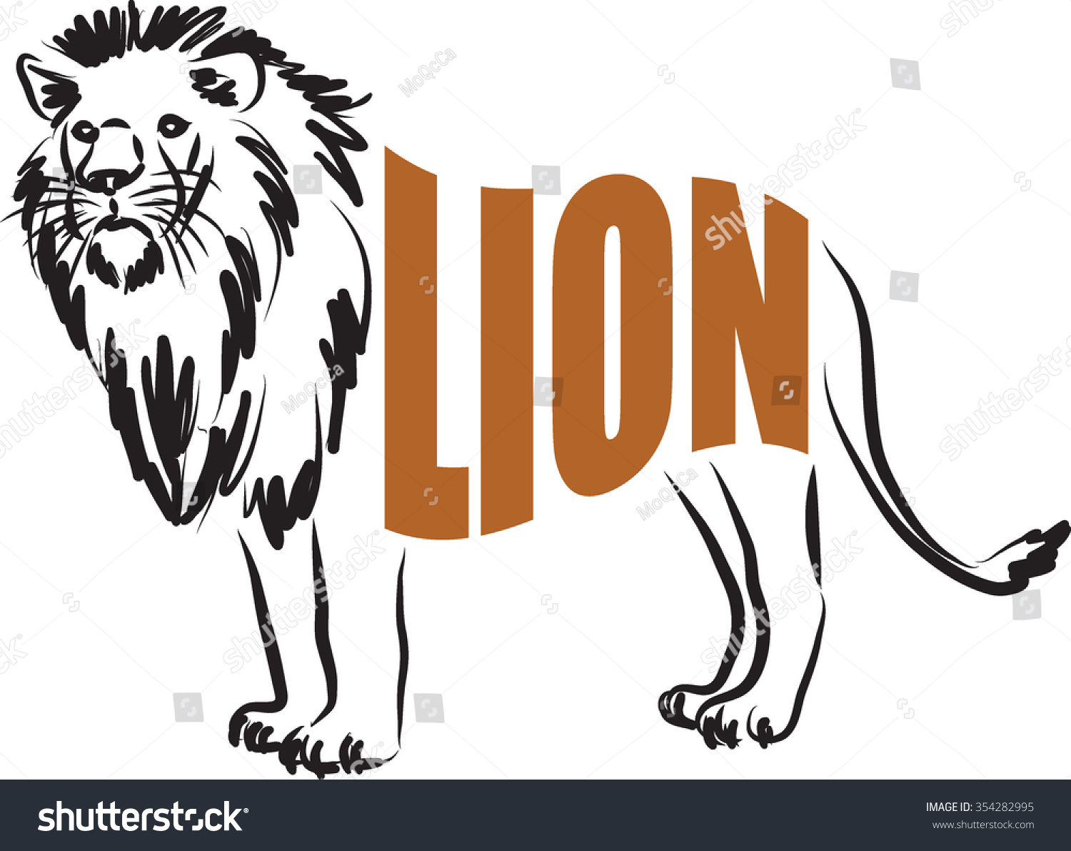 Lion Lettering Illustration Stock Vector (Royalty Free) 354282995