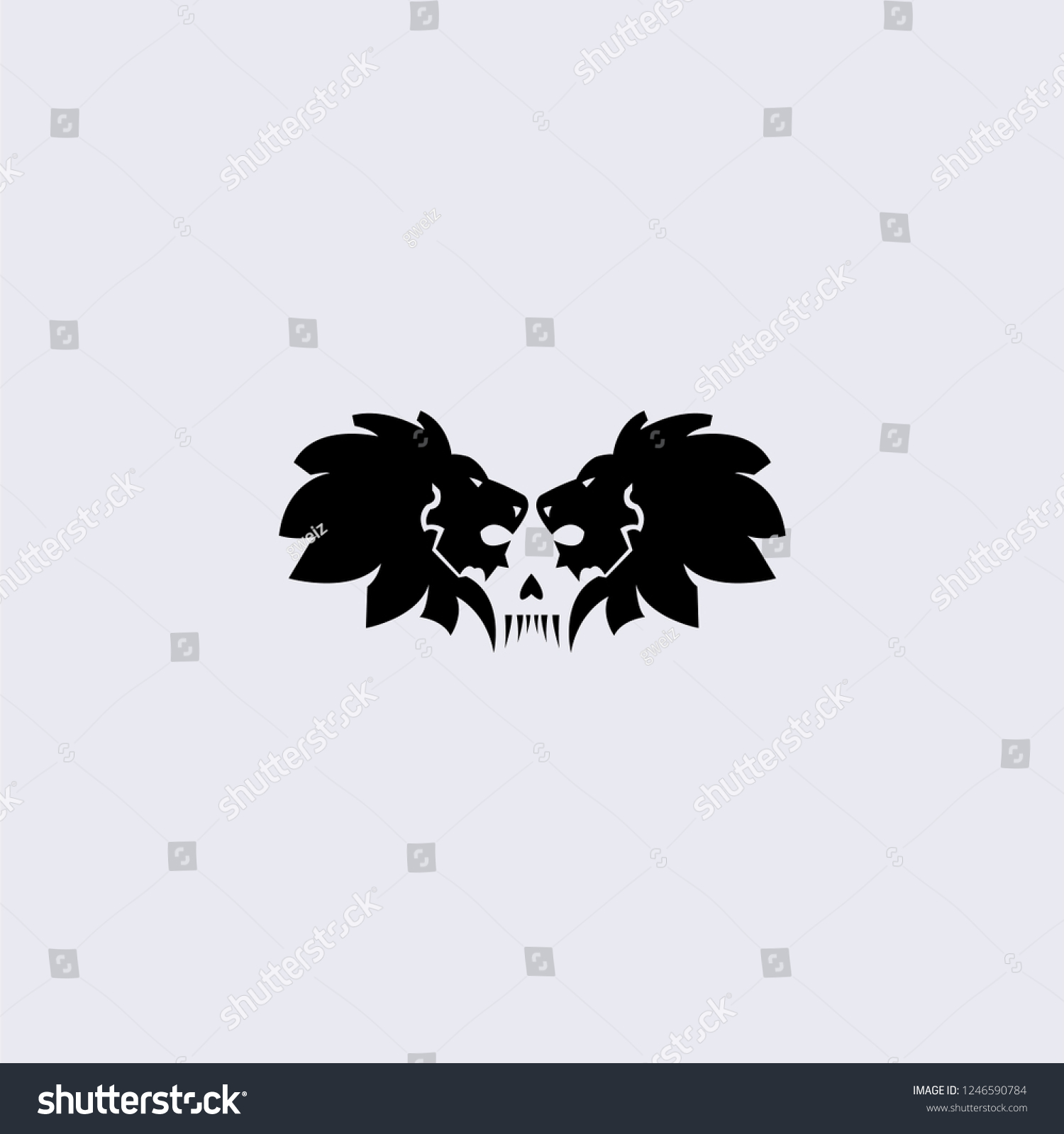 Lion Logo Devil Using Negative Space Stock Vector (Royalty Free ...