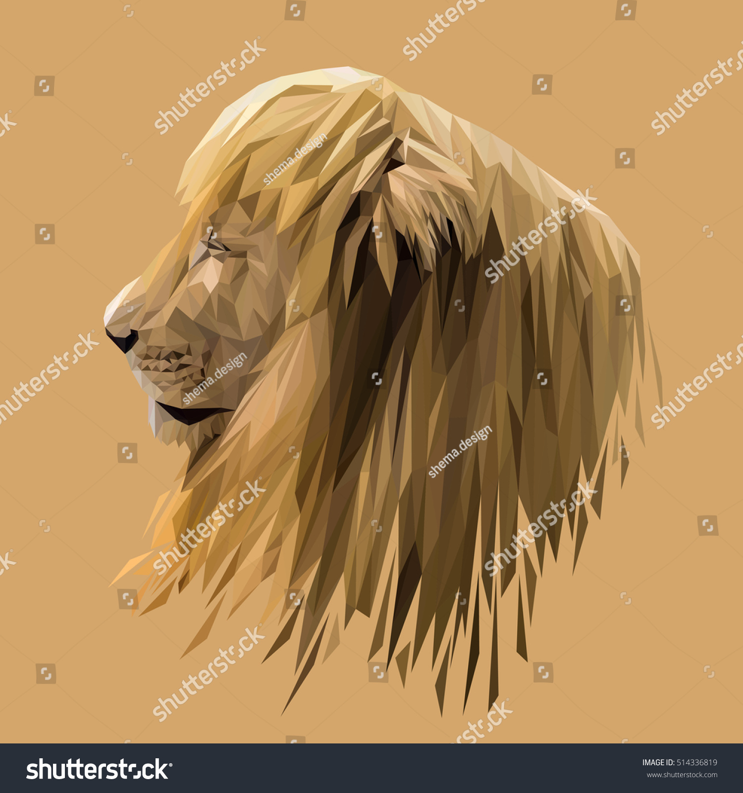 Lion Low Poly Design Triangle Vector: เวกเตอร์สต็อก (ปลอดค่าลิขสิทธิ์ ...